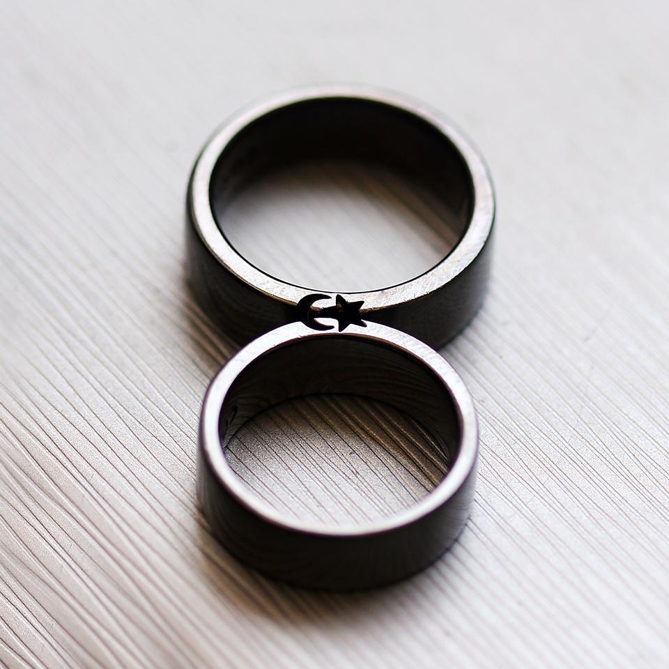 moon and star ring set