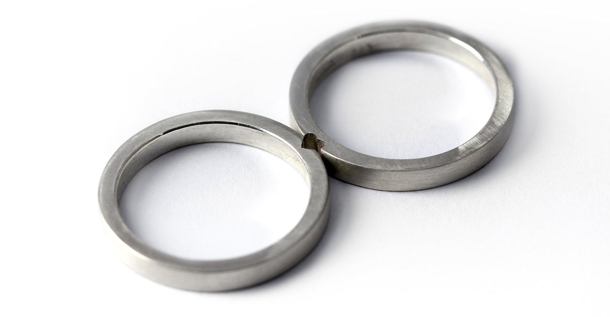 Hand in hand wedding ring set for Couples with a matching split Heart ...